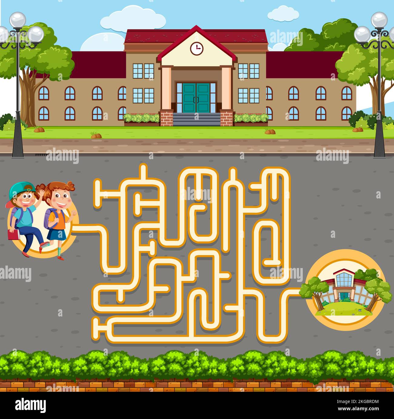 Maze game template for kids illustration Stock Photo - Alamy