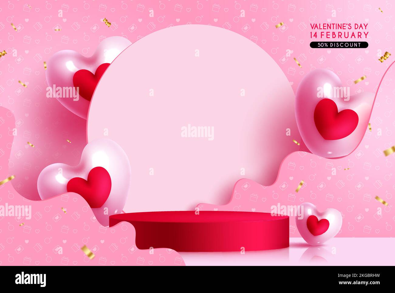 Valentine's day podium vector design. Happy valentine's day sale with ...