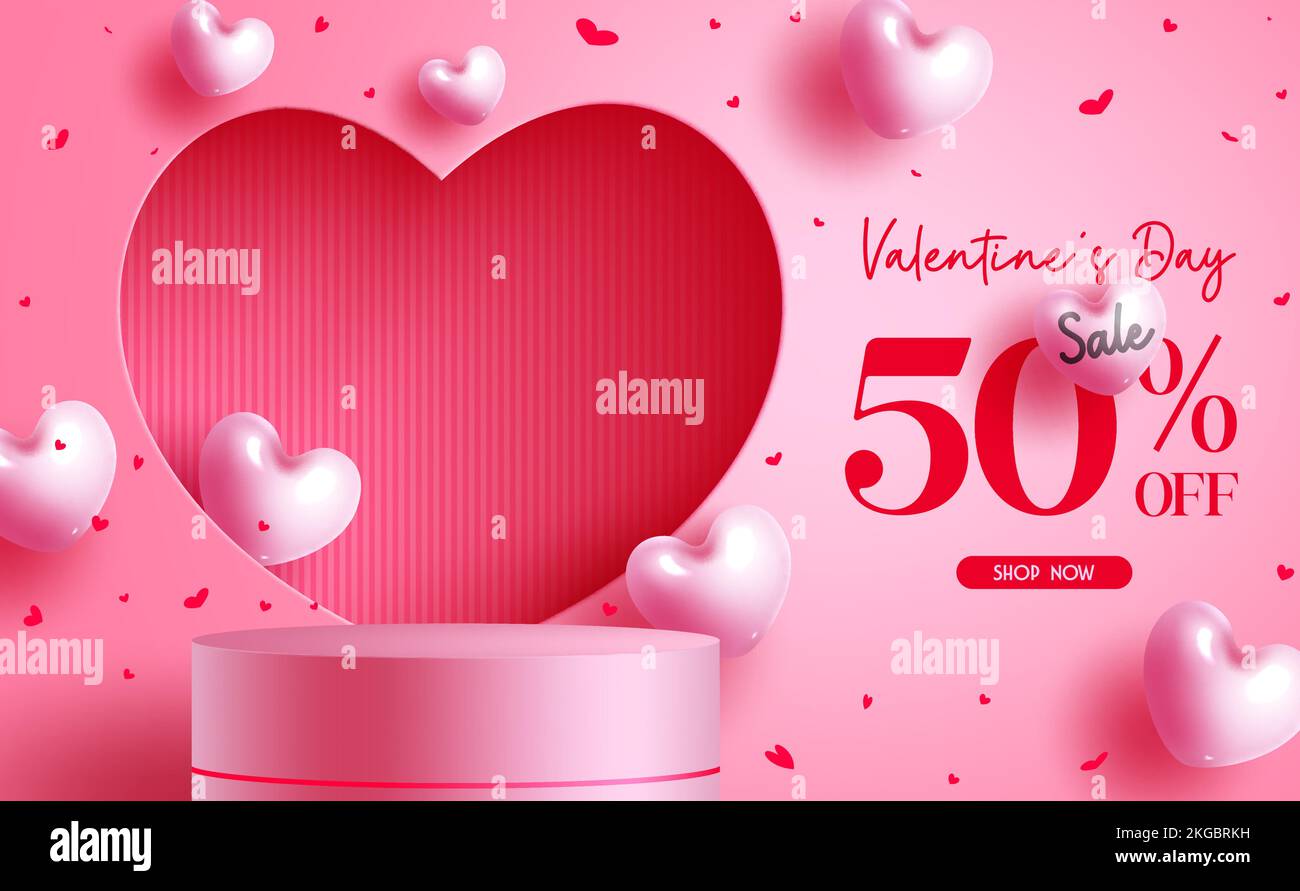 Valentine's day sale podium vector banner design. Happy valentine's day ...