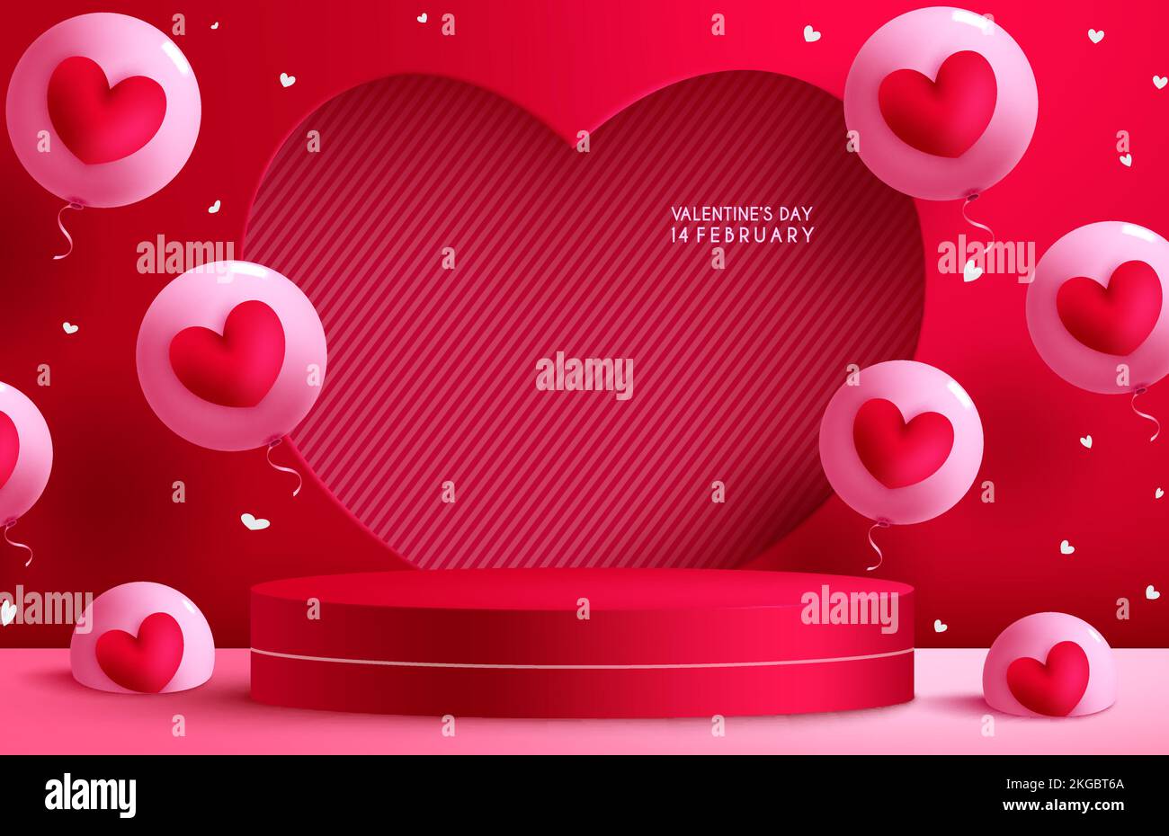 Happy valentine's day vector background design. Valentine's day podium and stage for seasonal ...
