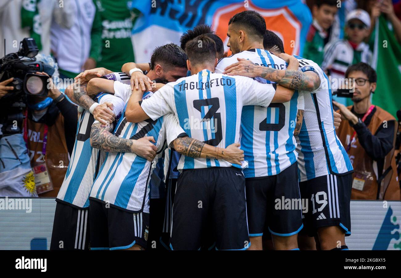 Doha, Qatar. 22nd Nov, 2022. Lionel Messi (Arg), Alejandro Gomez (Arg ...