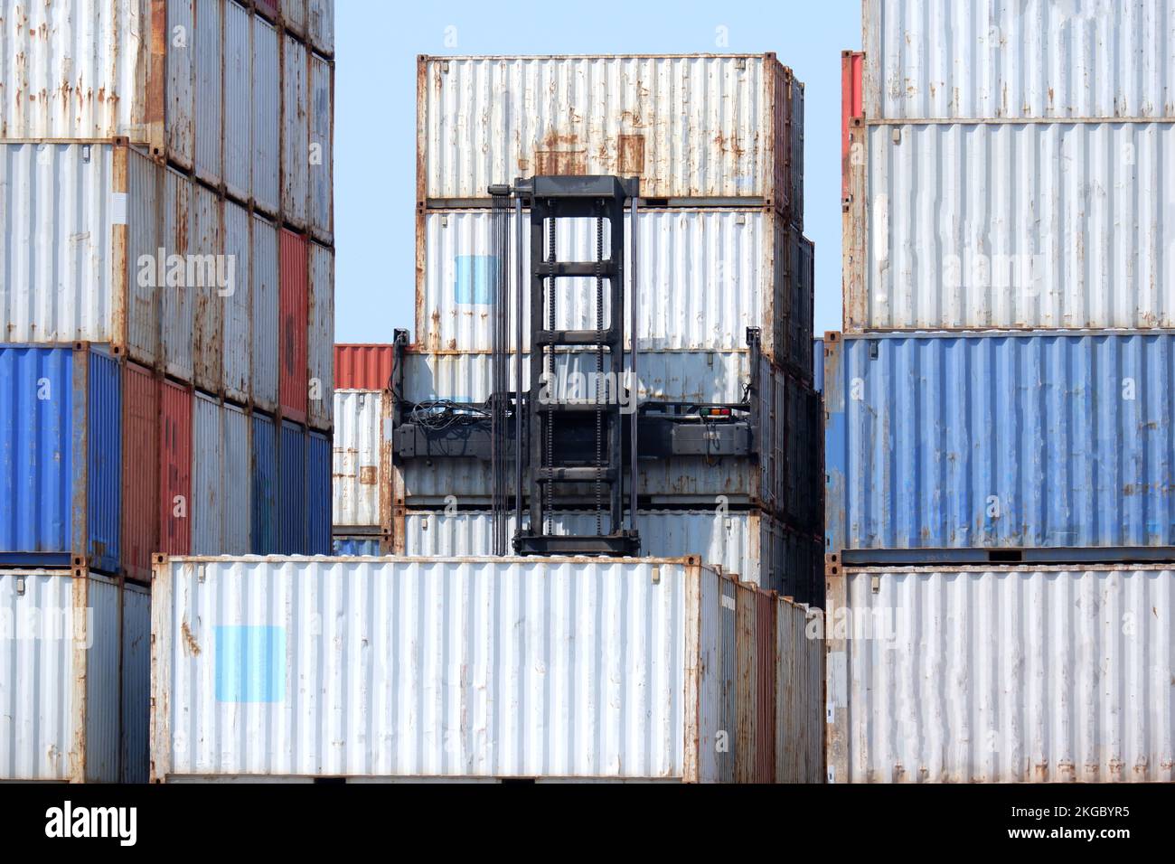 container stack in the container yard Stock Photo - Alamy