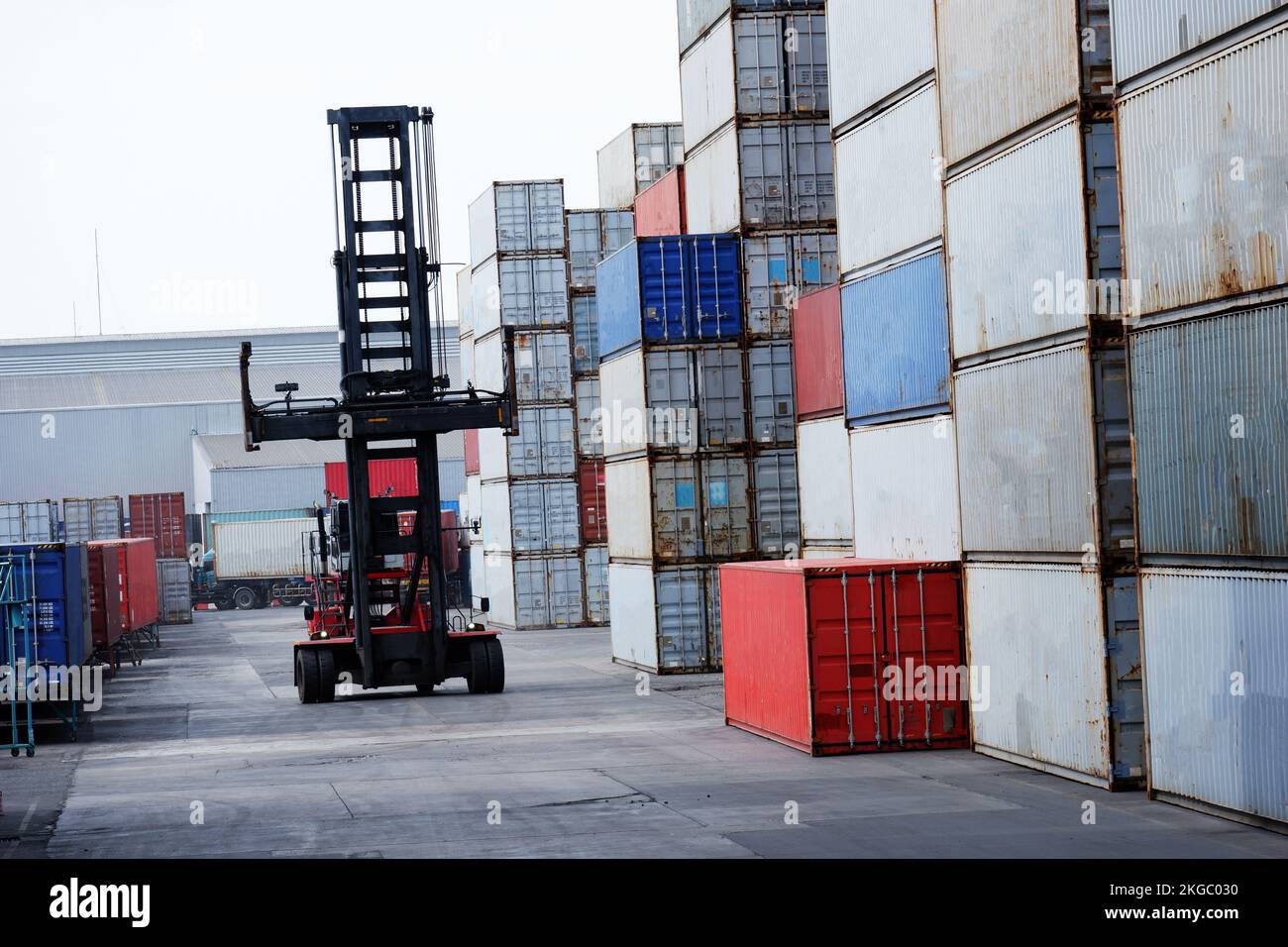 Industrial logistics transport forklift truck transport container box ...