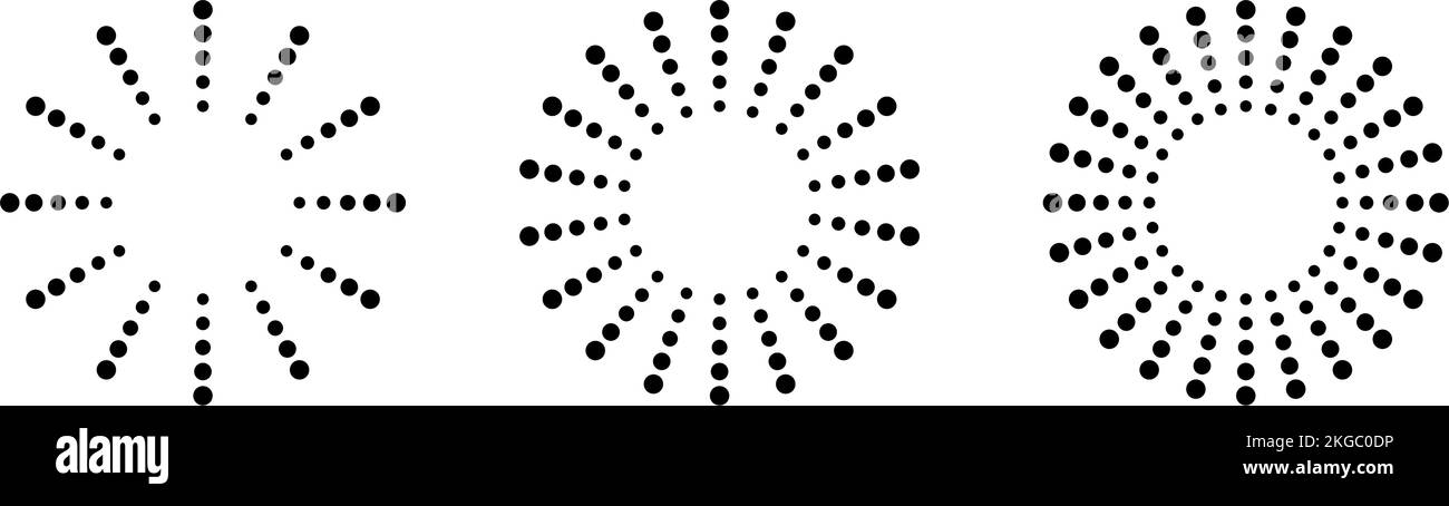 Dot radial circle lines. Circular radiating speed geometric lines. Sun ...