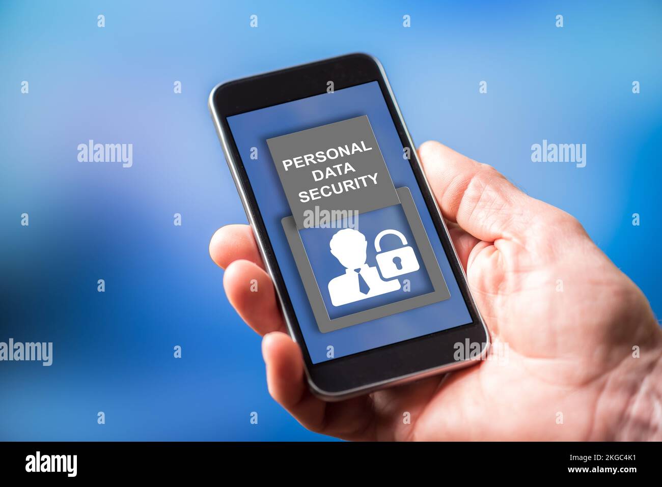 Smartphone screen displaying a personal data security concept Stock ...