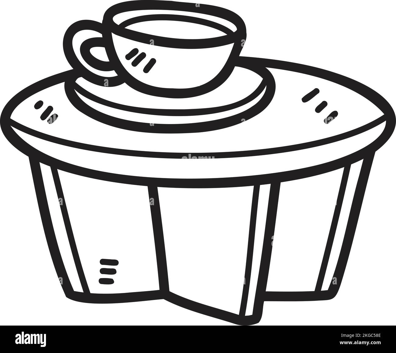 Hand Drawn Side tables and coffee mugs illustration isolated on ...