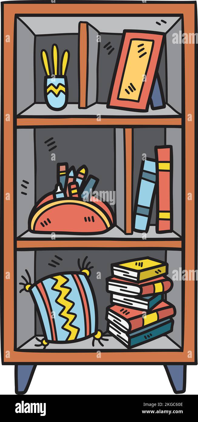 Hand Drawn bookshelf illustration isolated on background Stock Vector ...