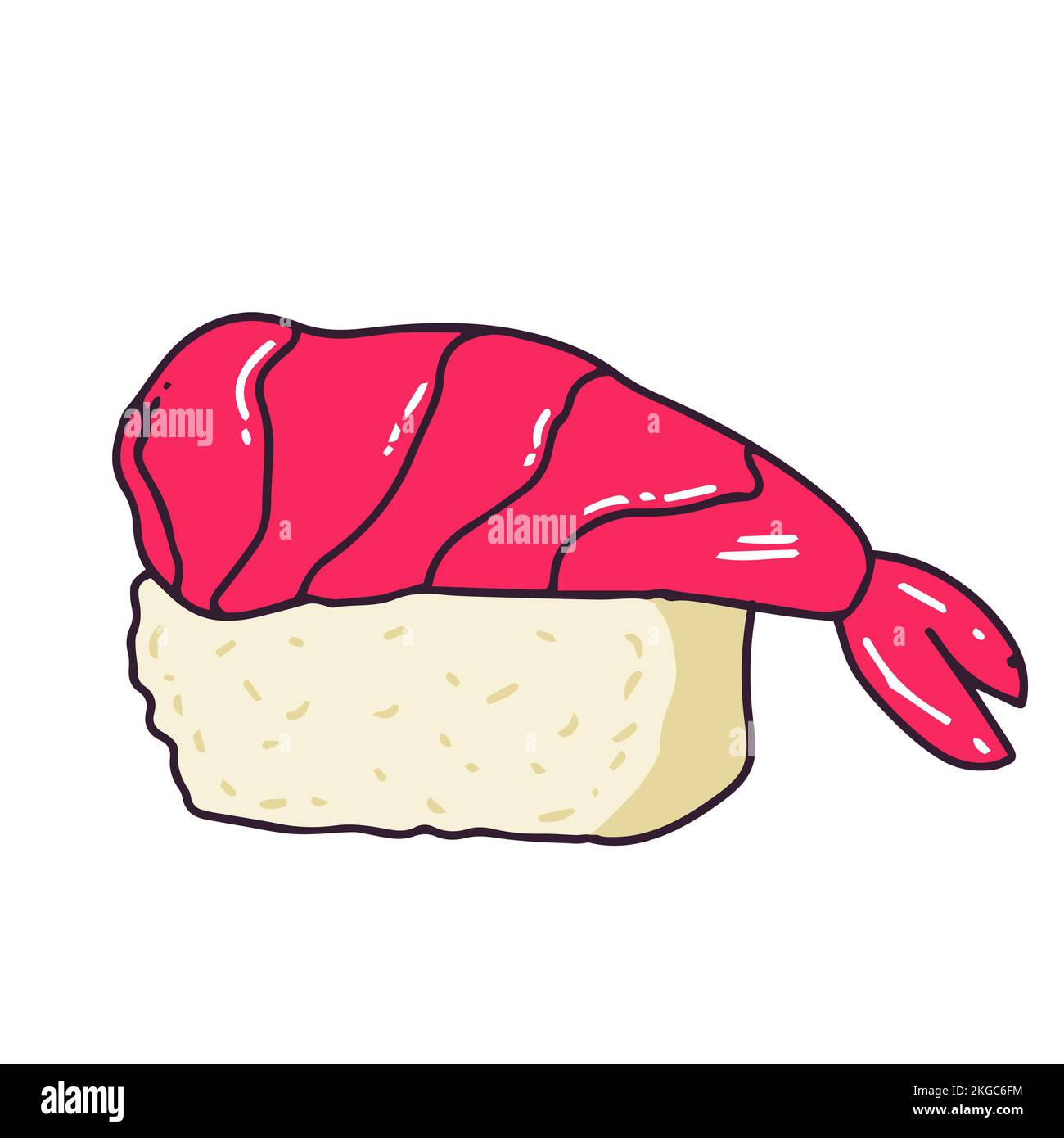 sushi, sashimi . Japanese cuisine. Doodle, cartoon Isolated on a white ...