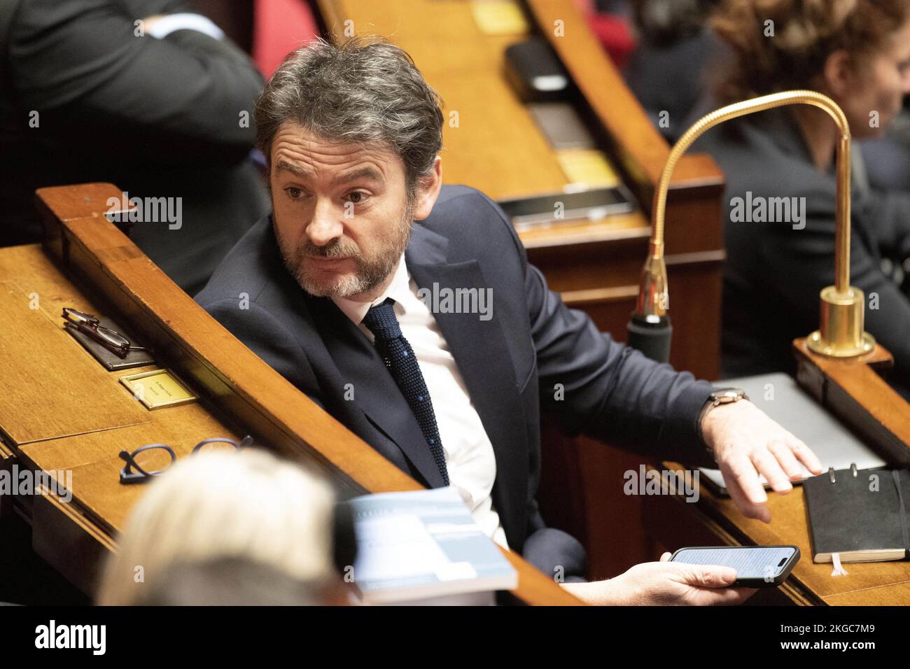 Deputy, Erwan Balanant attends a session of Questions to the Government ...