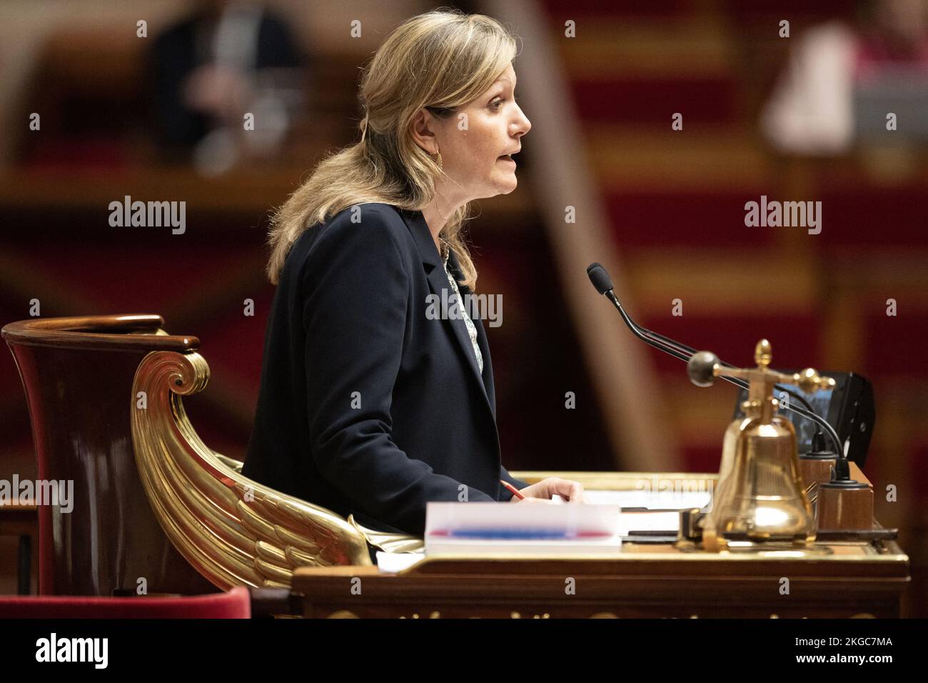 The President of the French National Assembly Yael Braun-Pivet attends ...