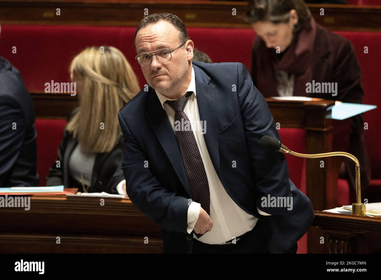 Deputy, Damien Abad attends a session of Questions to the Government at ...