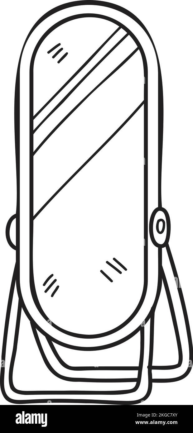Hand Drawn floor mirror illustration isolated on background Stock ...