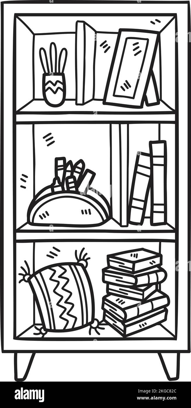 Hand Drawn bookshelf illustration isolated on background Stock Vector ...