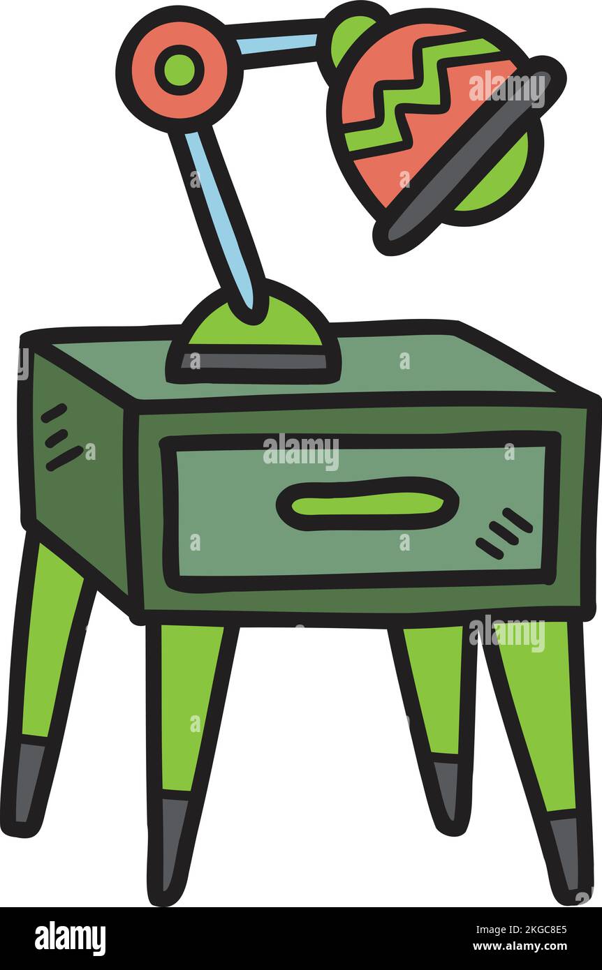 Hand Drawn Side tables and lamps illustration isolated on background ...