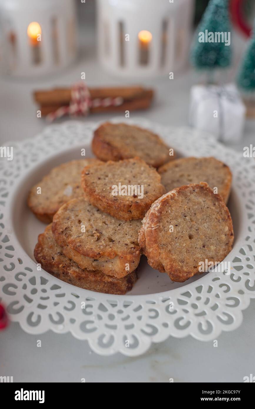 Polvoron - Spanish almond christmas cookies shortbread Stock Photo - Alamy
