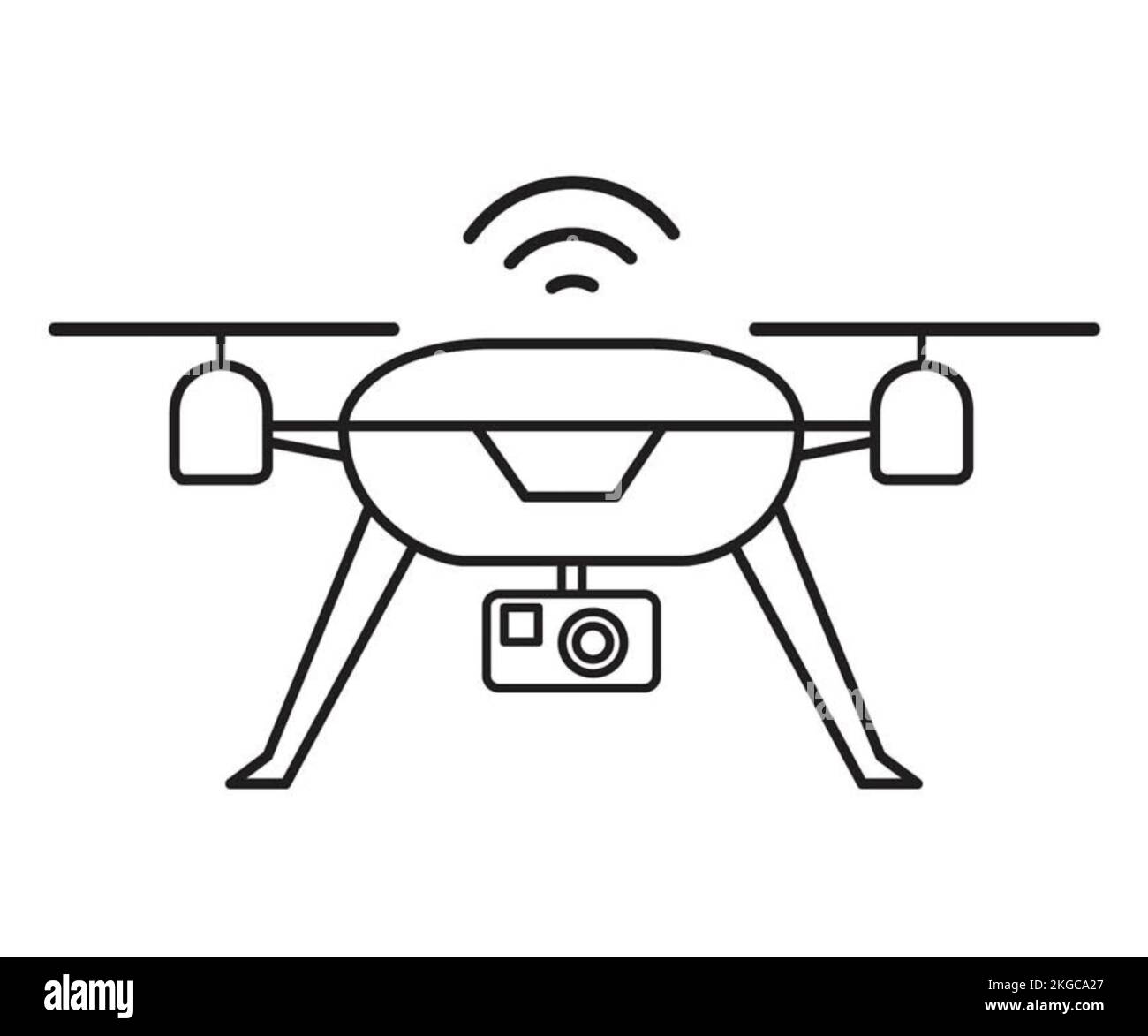 An illustration of a drone with camera isolated on a white background ...