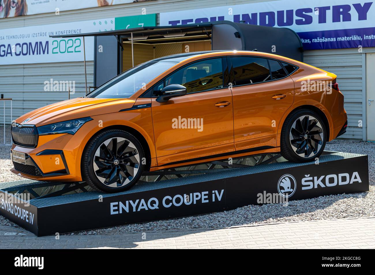 Riga, Latvia, April 29, 2022: new Skoda Enyaq Coupe IV Sport Line ...