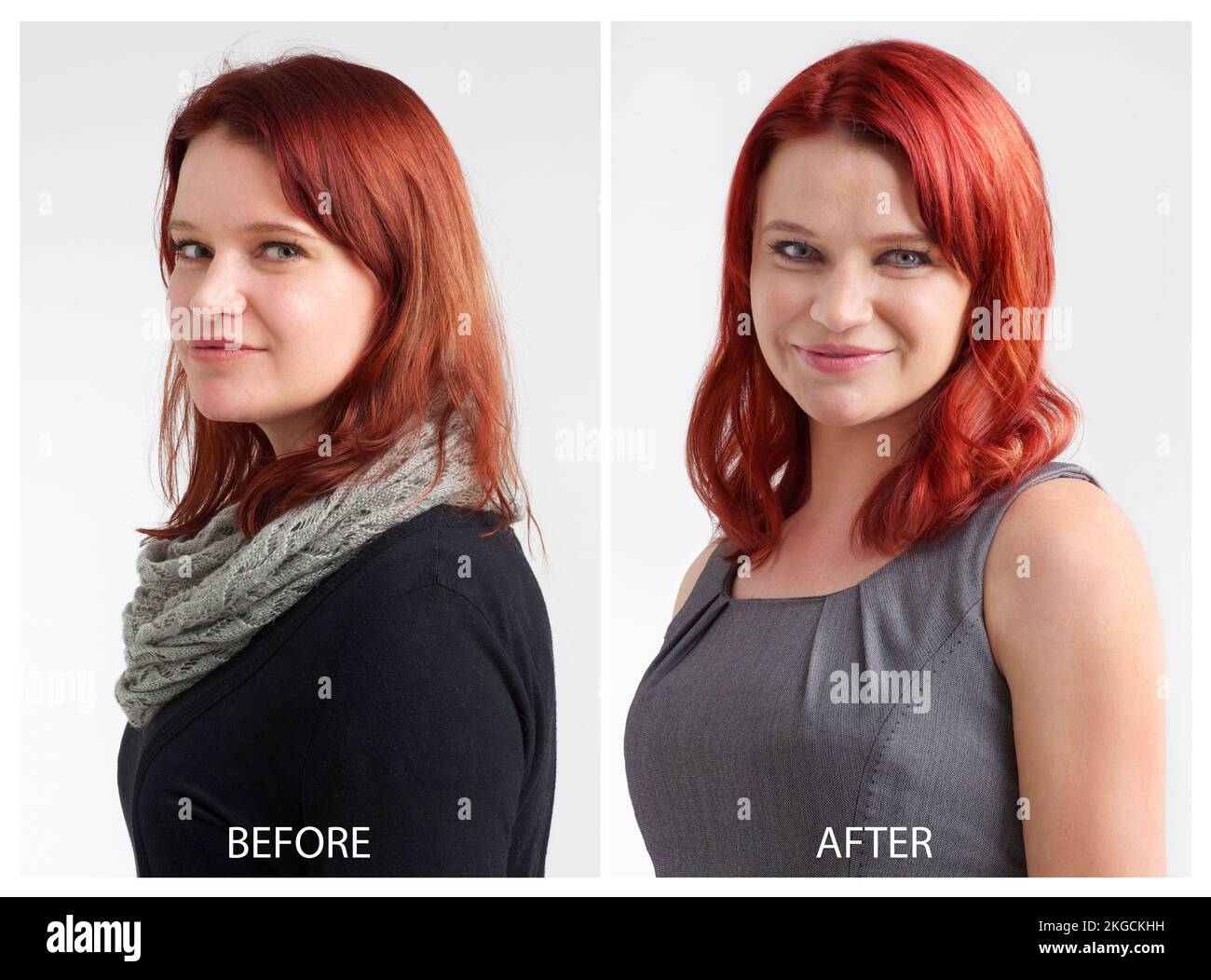 Bring out your natural beauty. Studio before and after shot of a ...