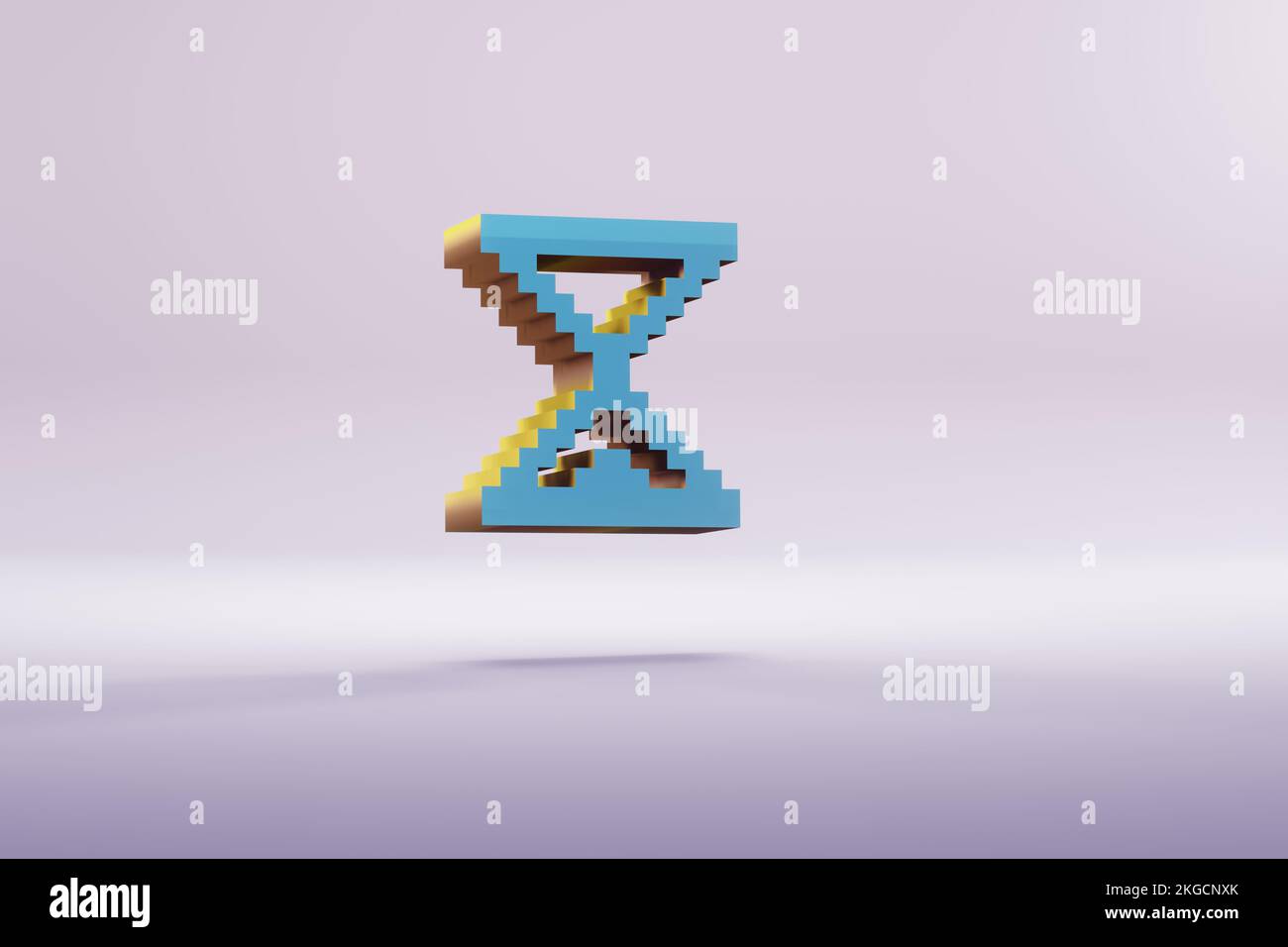 Beautiful illustration blue Pixel hourglass symbol icons on a bright ...