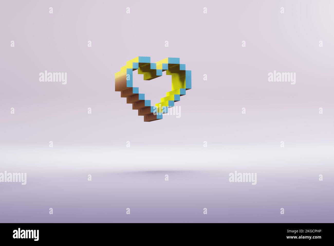 Beautiful illustration blue Pixel hearts symbol icons on a bright pink ...