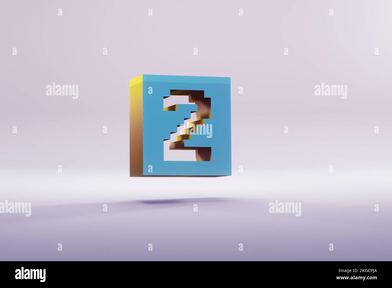 Beautiful illustration blue Pixel number 2 symbol icons on a bright ...