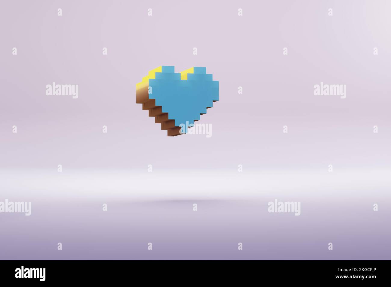 Beautiful illustration blue Pixel heart symbol icons on a bright pink ...