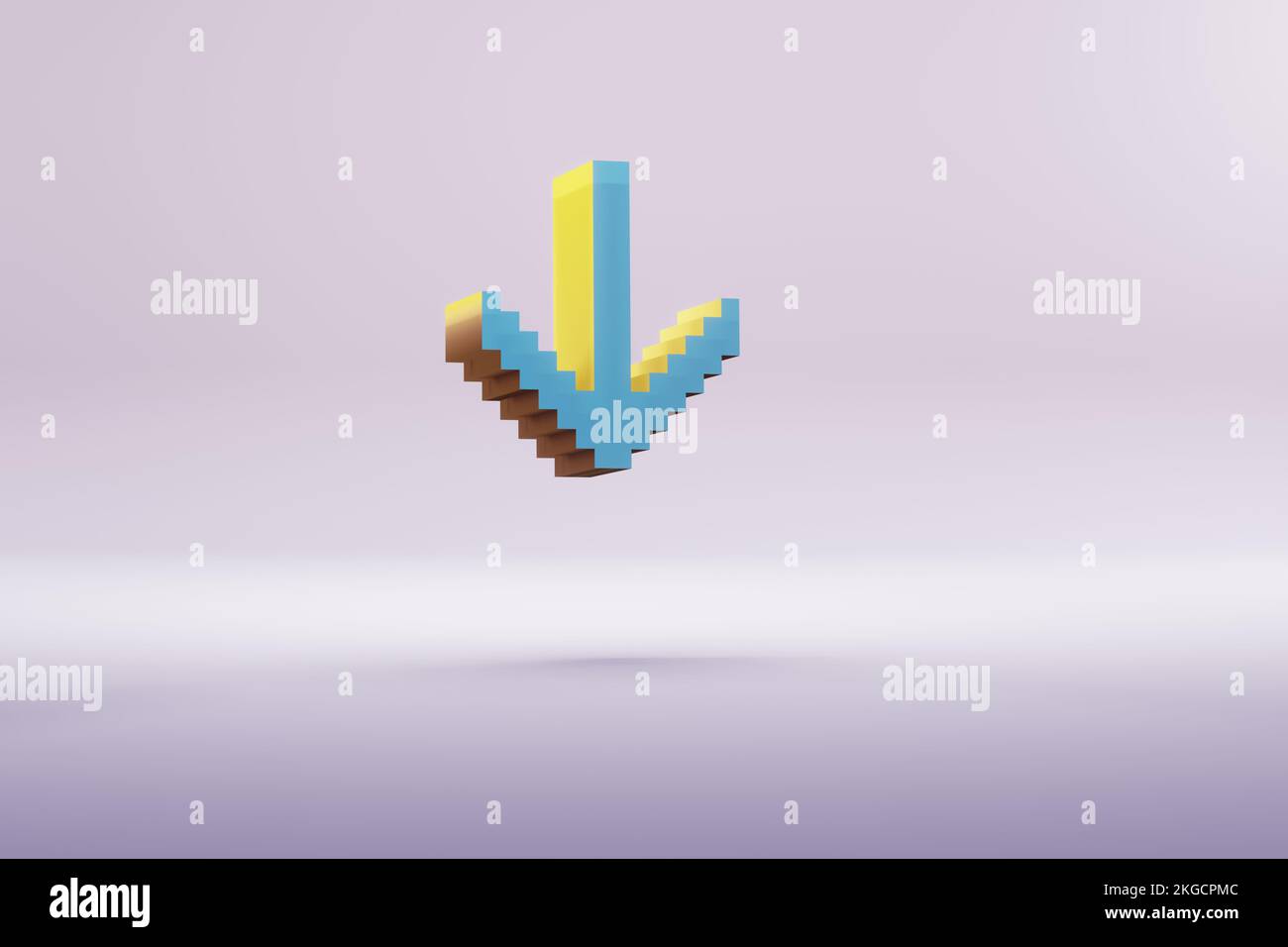 Beautiful illustration blue Pixel Arrow Down symbol icons on a bright ...