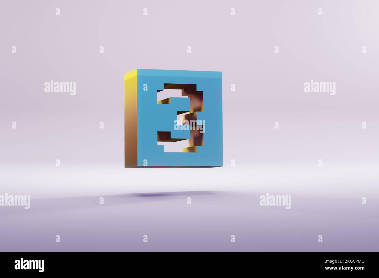 Beautiful illustration blue Pixel number 3 symbol icons on a bright ...