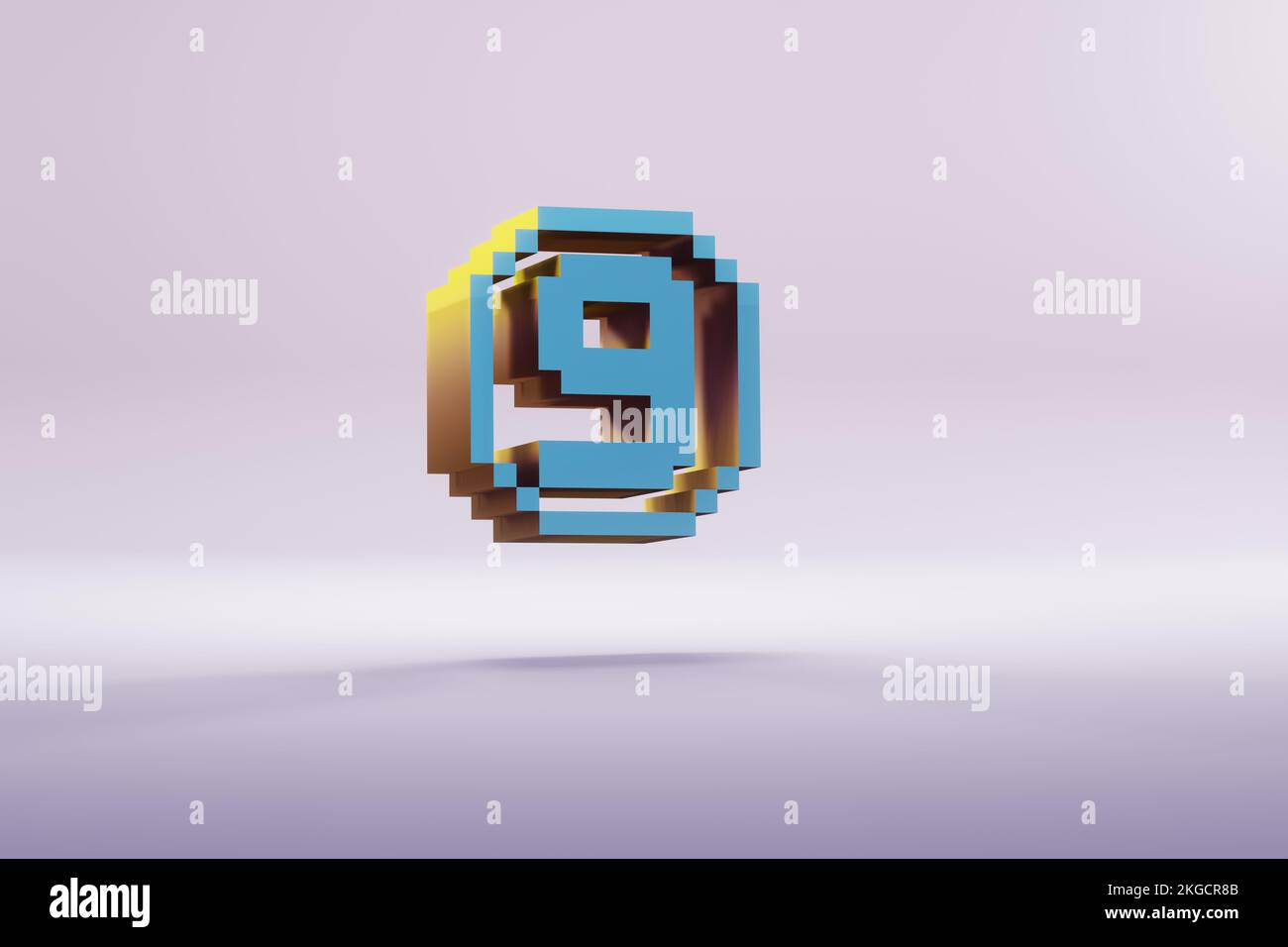 Beautiful illustration blue Pixel number 9 symbol icons on a bright ...