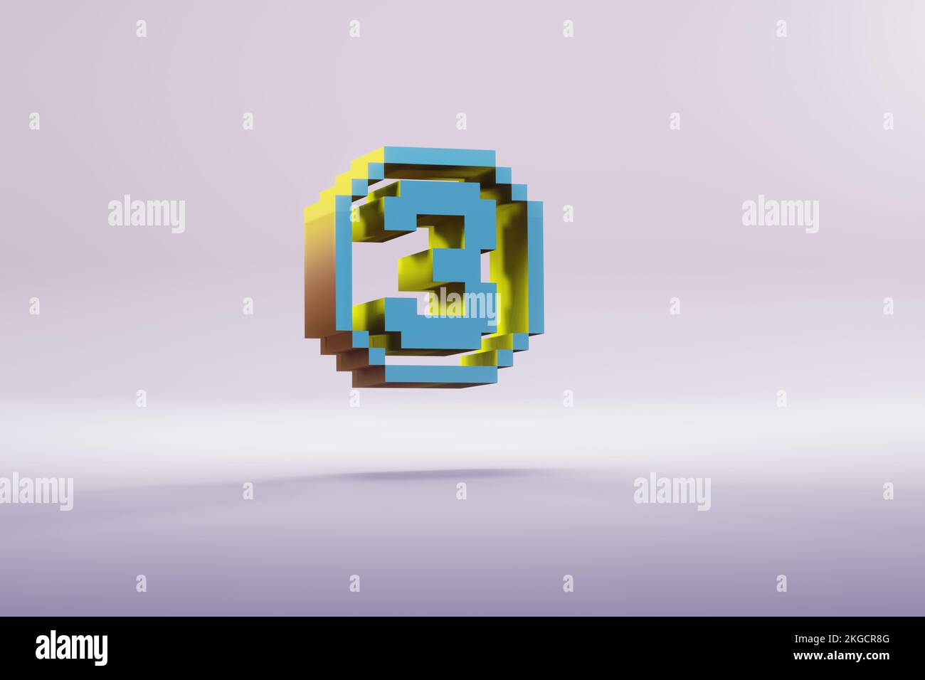 Beautiful illustration blue Pixel number 3 symbol icons on a bright ...