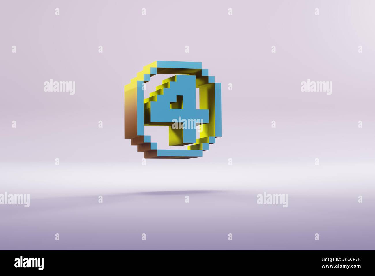Beautiful illustration blue Pixel number 4 symbol icons on a bright ...