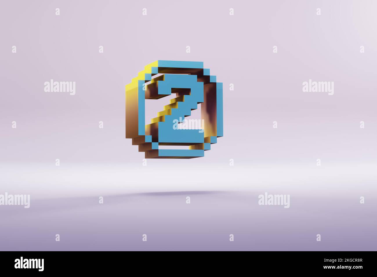 Beautiful illustration blue Pixel number 2 symbol icons on a bright ...