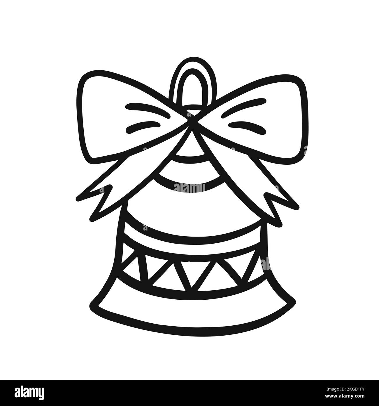 Cute Christmas bell hand drawn doodle element Stock Vector Image & Art ...