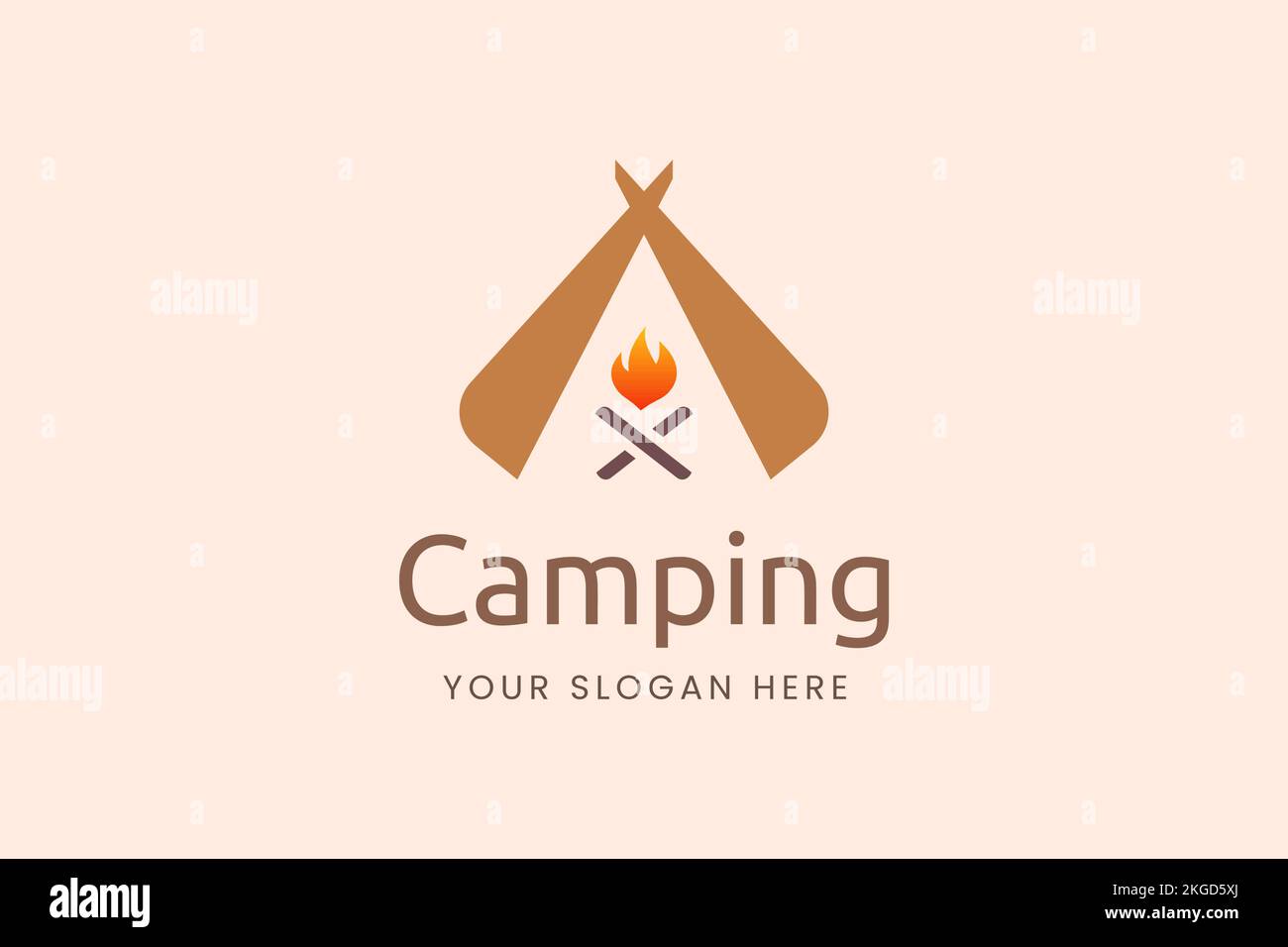 Simple camping logo with tent shape and bonfire Stock Vector Image ...