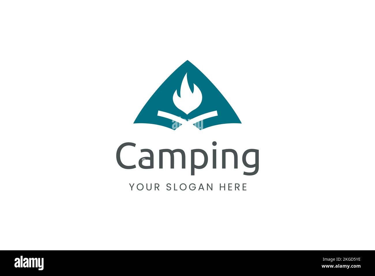 Simple camping logo with tent shape and bonfire Stock Vector Image ...