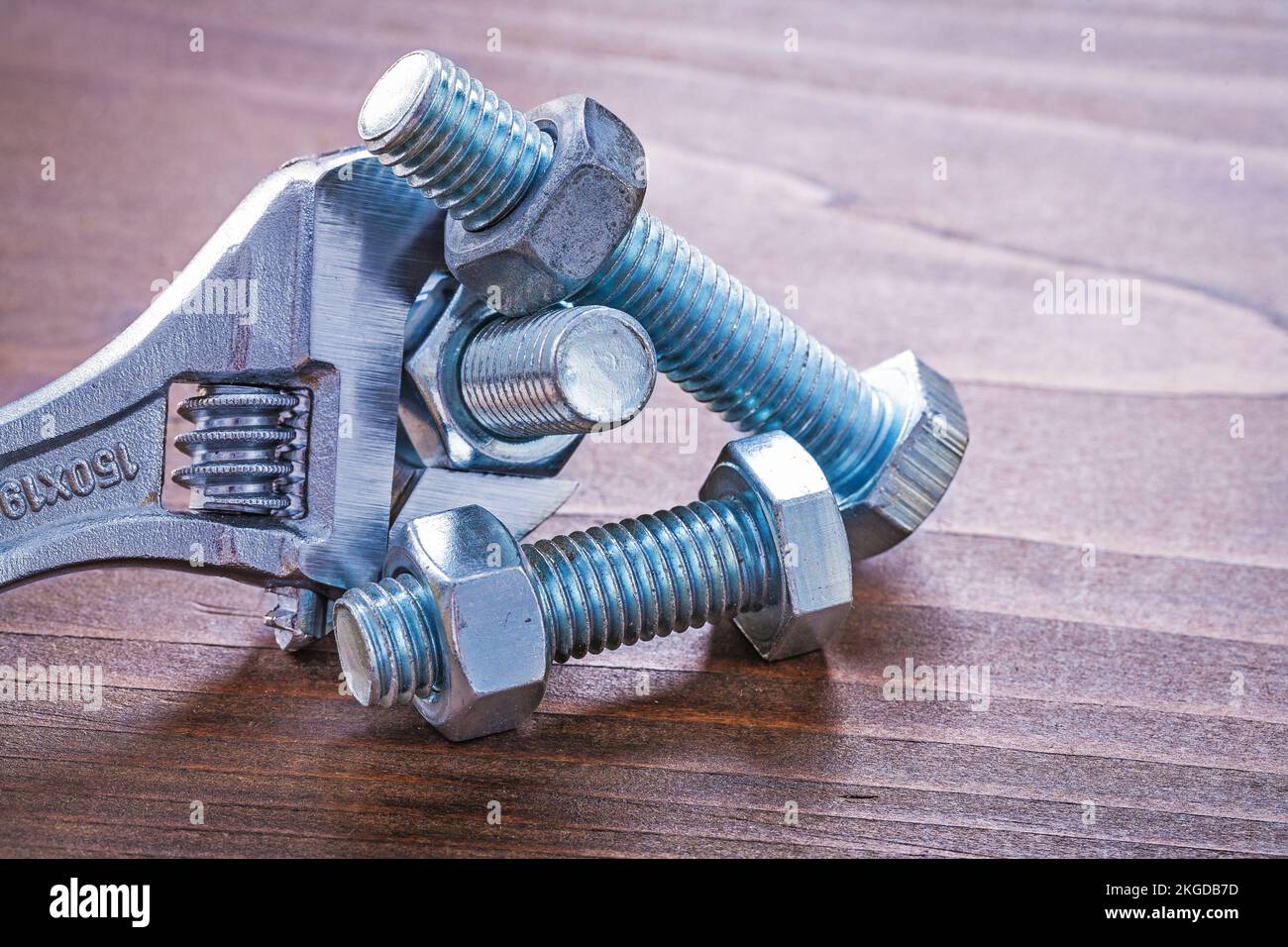 Adjustable spanner stainless threaded bolt details and screw nuts on ...