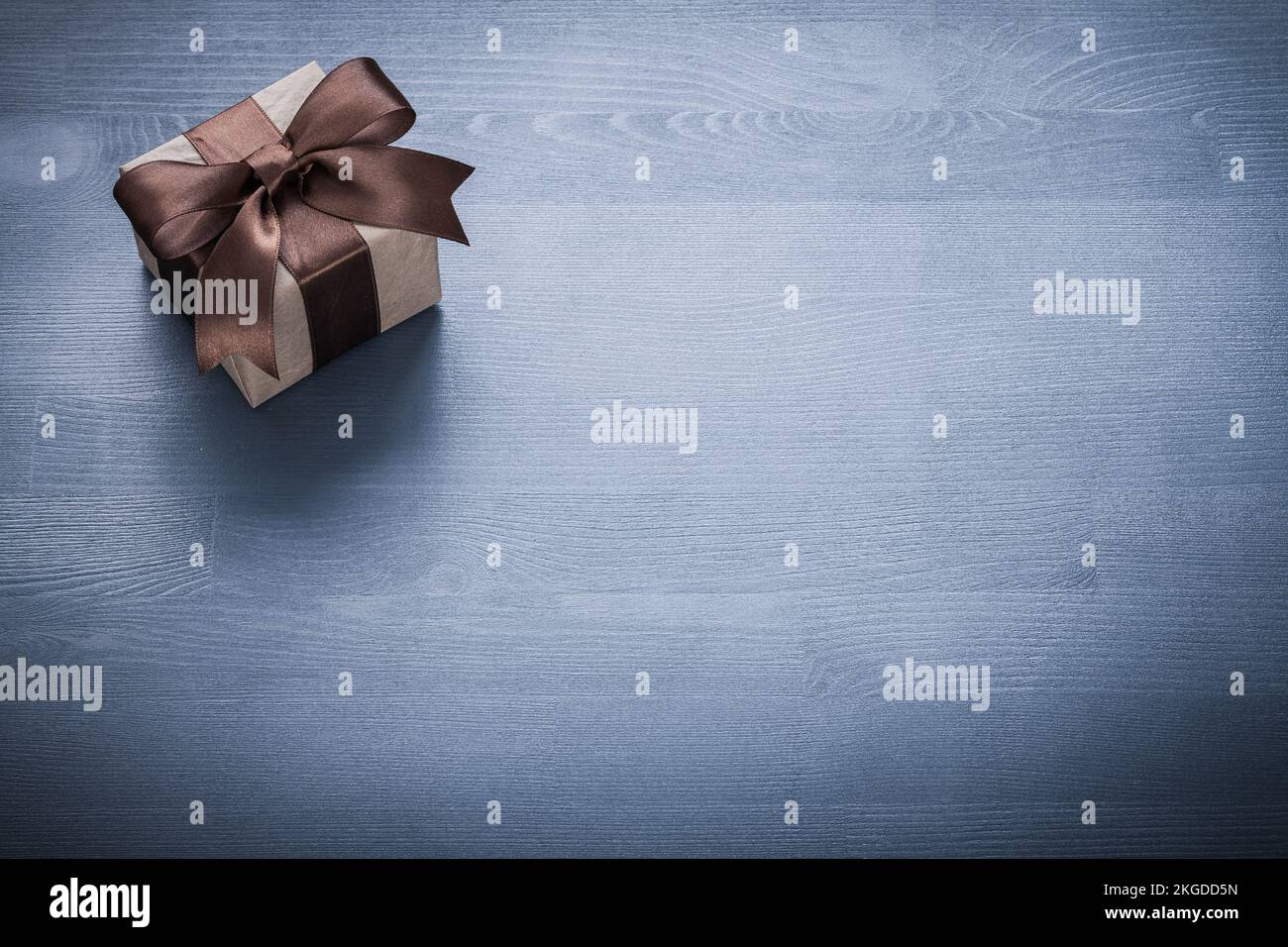 Beaul gift box on vintage wooden board holiday concept Stock Photo - Alamy