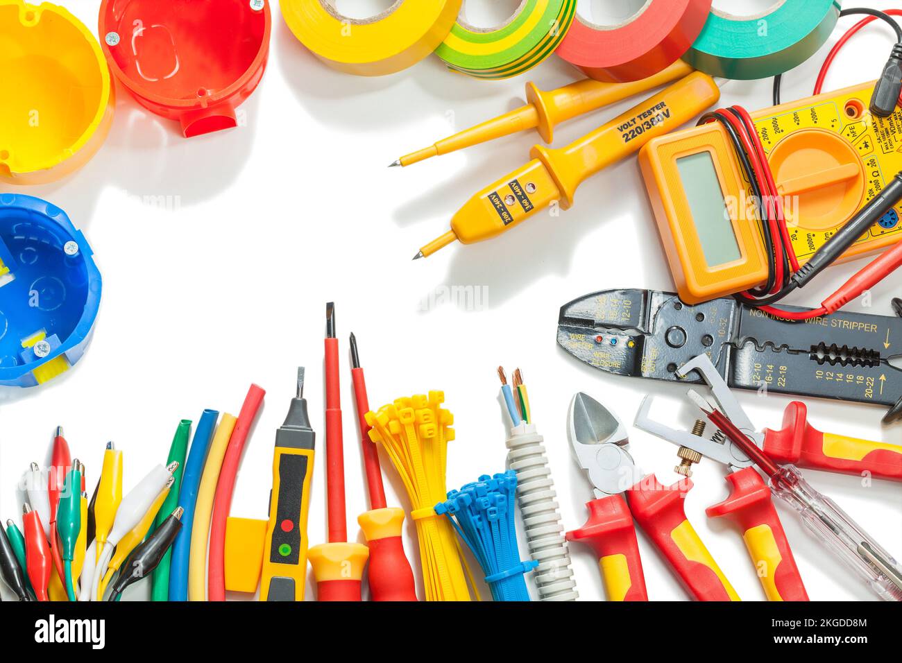 big set of electric tools isolated on white background Stock Photo - Alamy