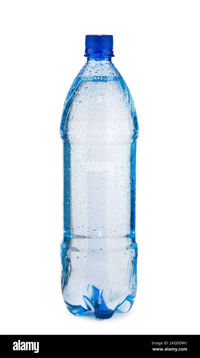 Plastic bottle blue condensation close up bottle hi-res stock ...