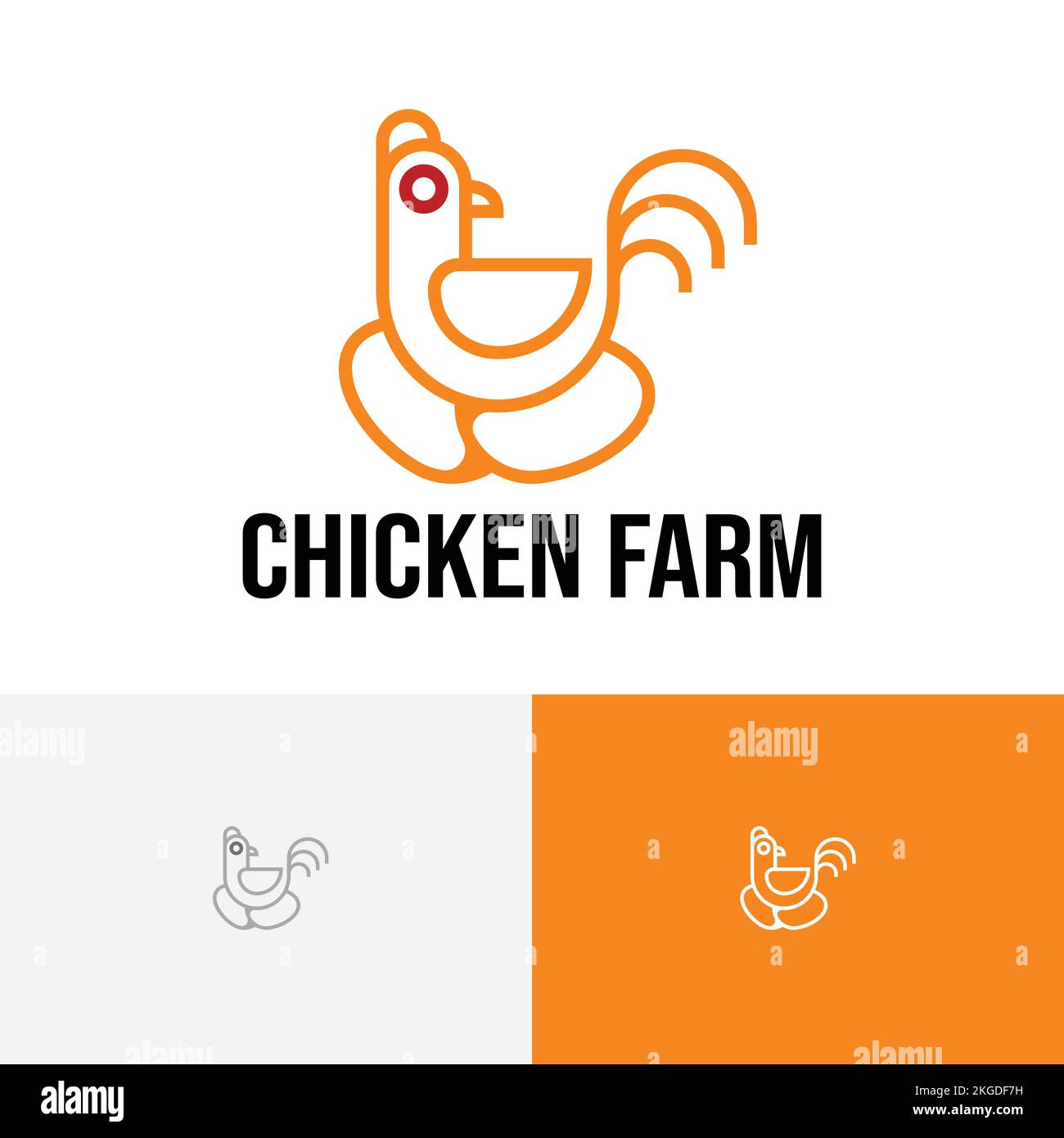 Egg Chicken Rooster Hen Poultry Animal Farm Line Logo Stock Vector ...