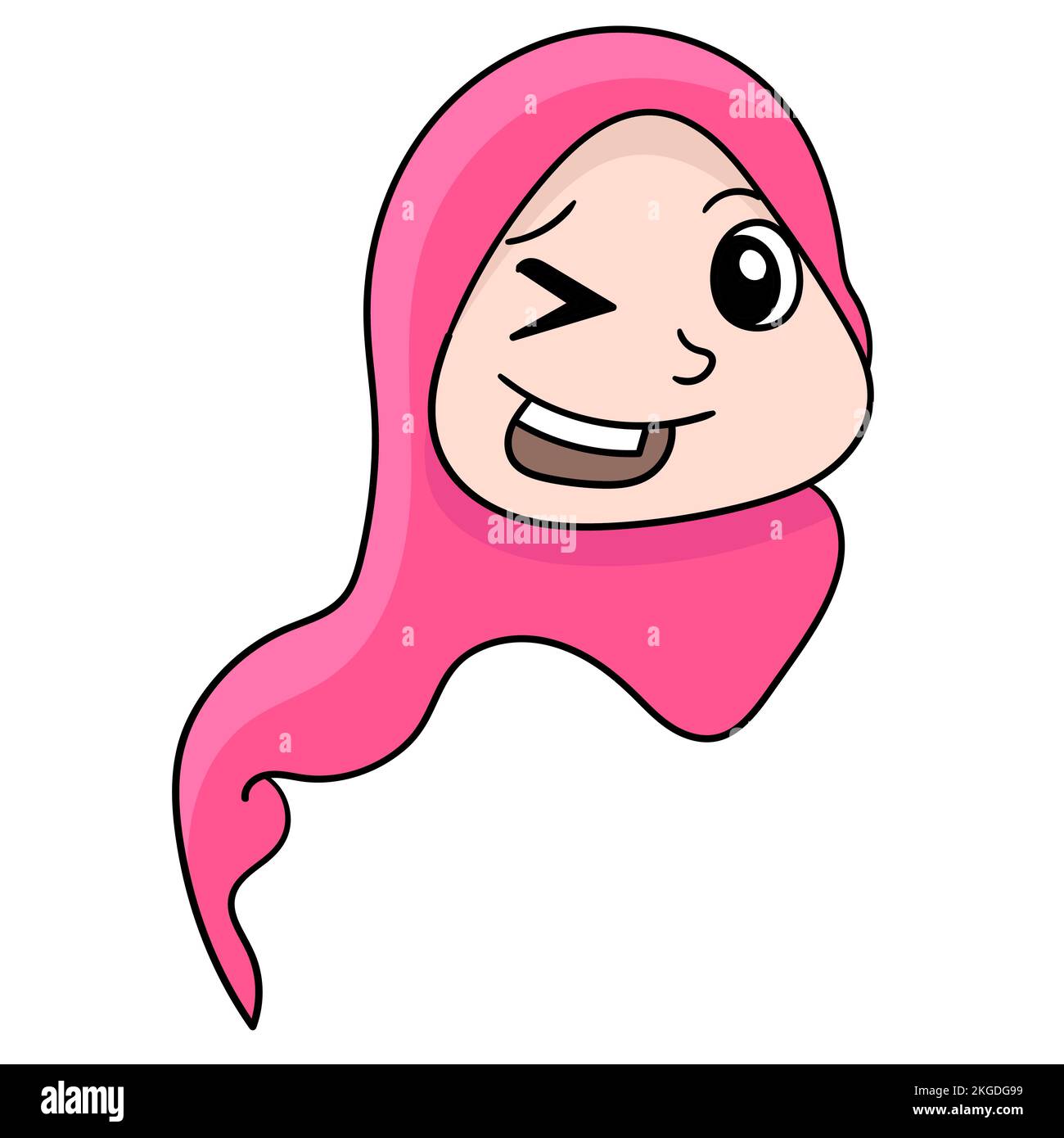 A vector illustration of a winking girl cartoon character in hijab ...