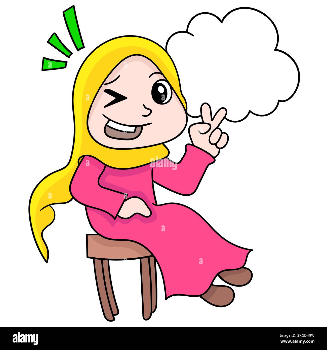A vector illustration of a winking girl cartoon character in hijab ...