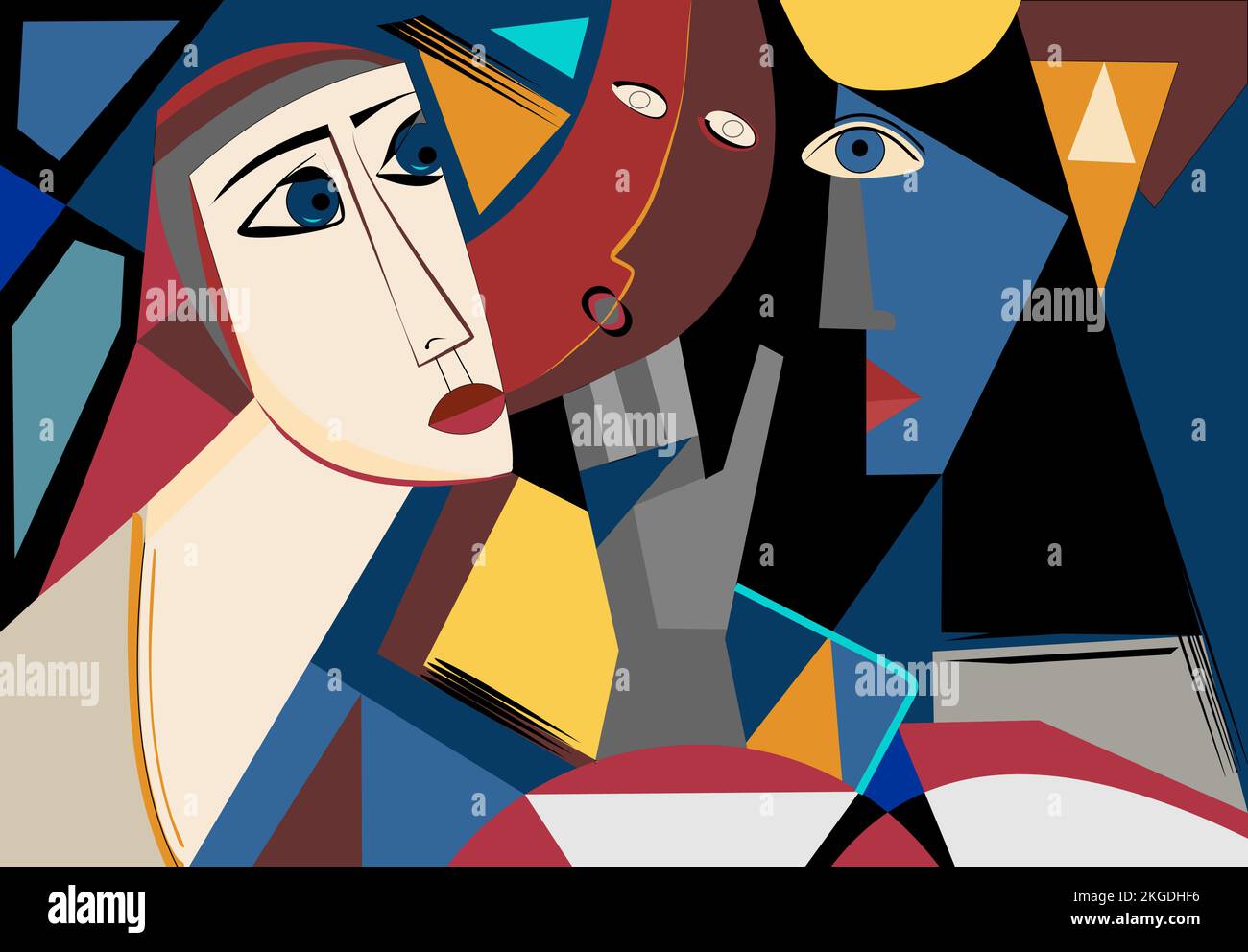 Colorful background, cubism art style,abstract portrait Stock Vector ...