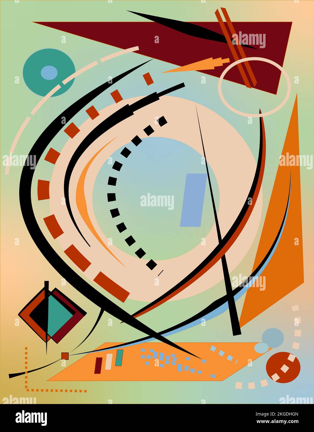 Abstract turquoise background ,fancy geometric and curved shapes ...