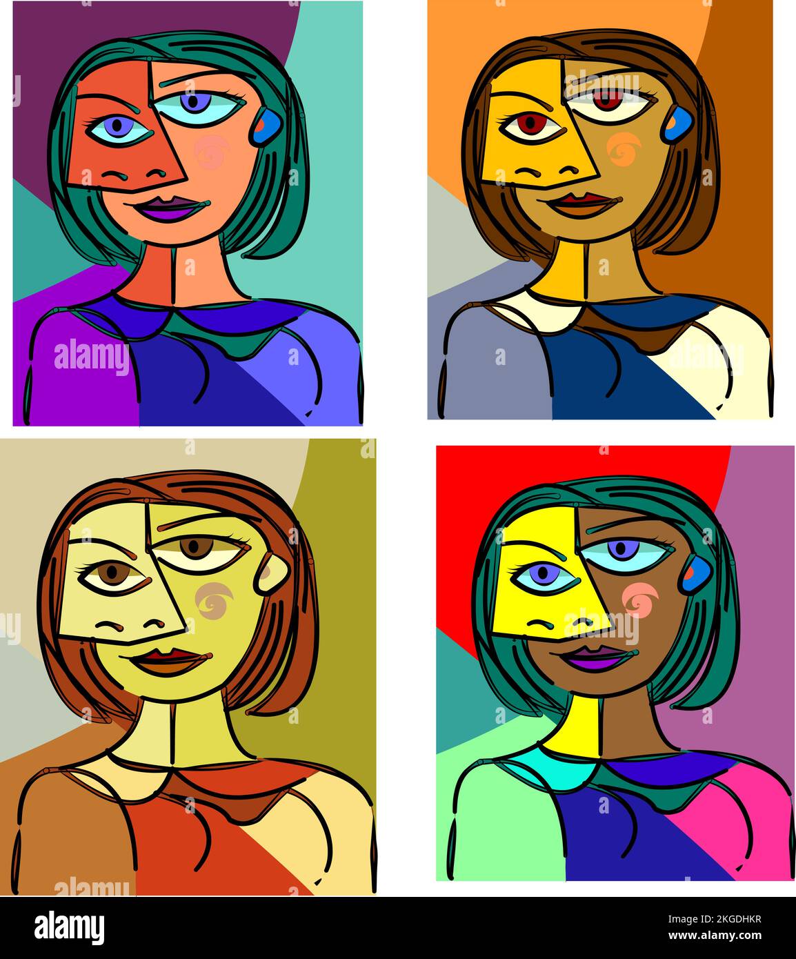 Abstract background,cubism art style,abstracts portraits , set 4 ...
