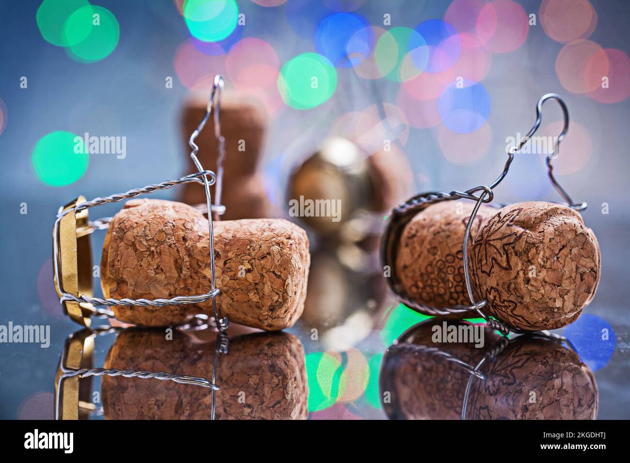champagne corks on blurred background Stock Photo - Alamy