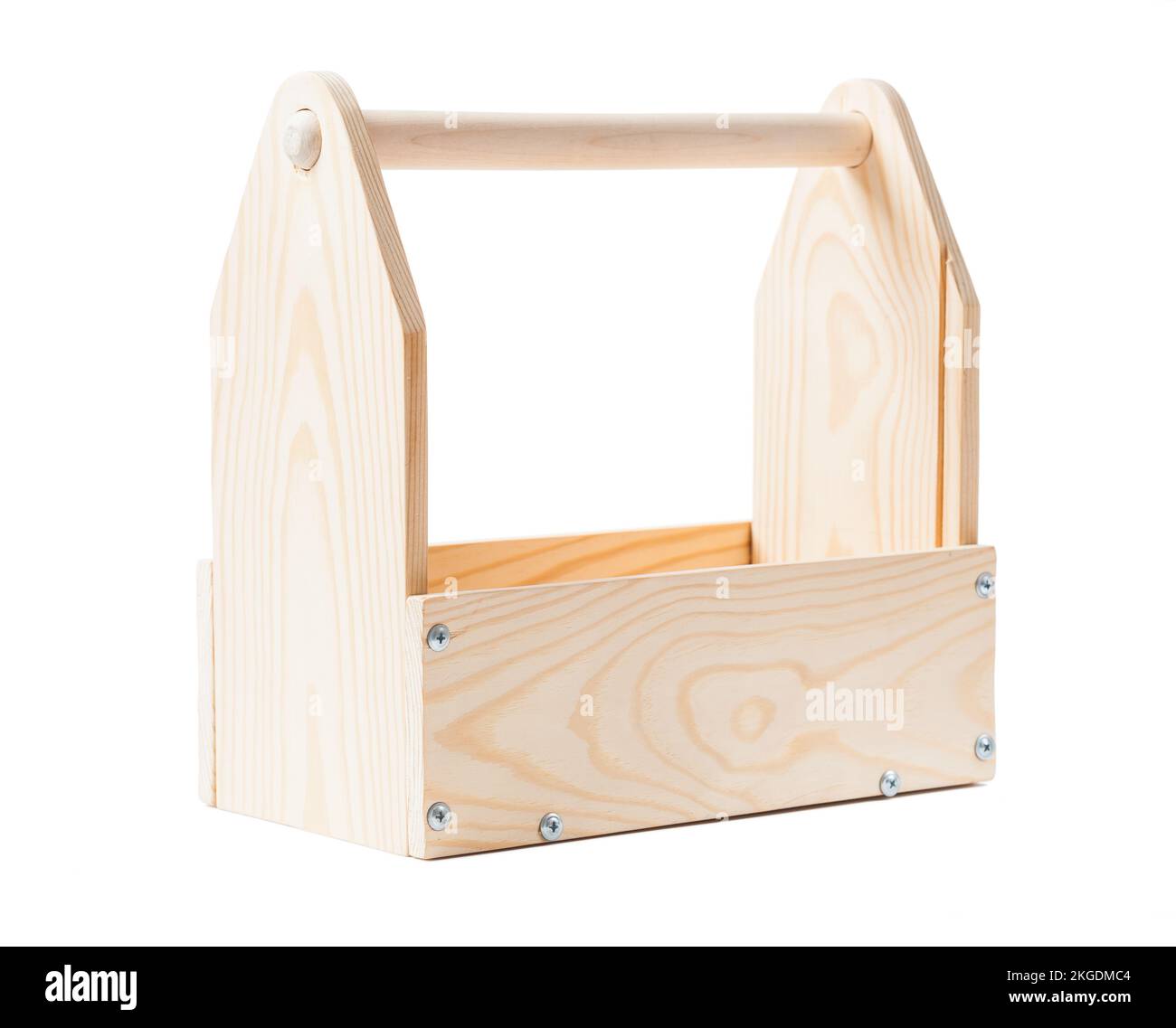 close up empty wooden toolbox isolated on white background Stock Photo ...