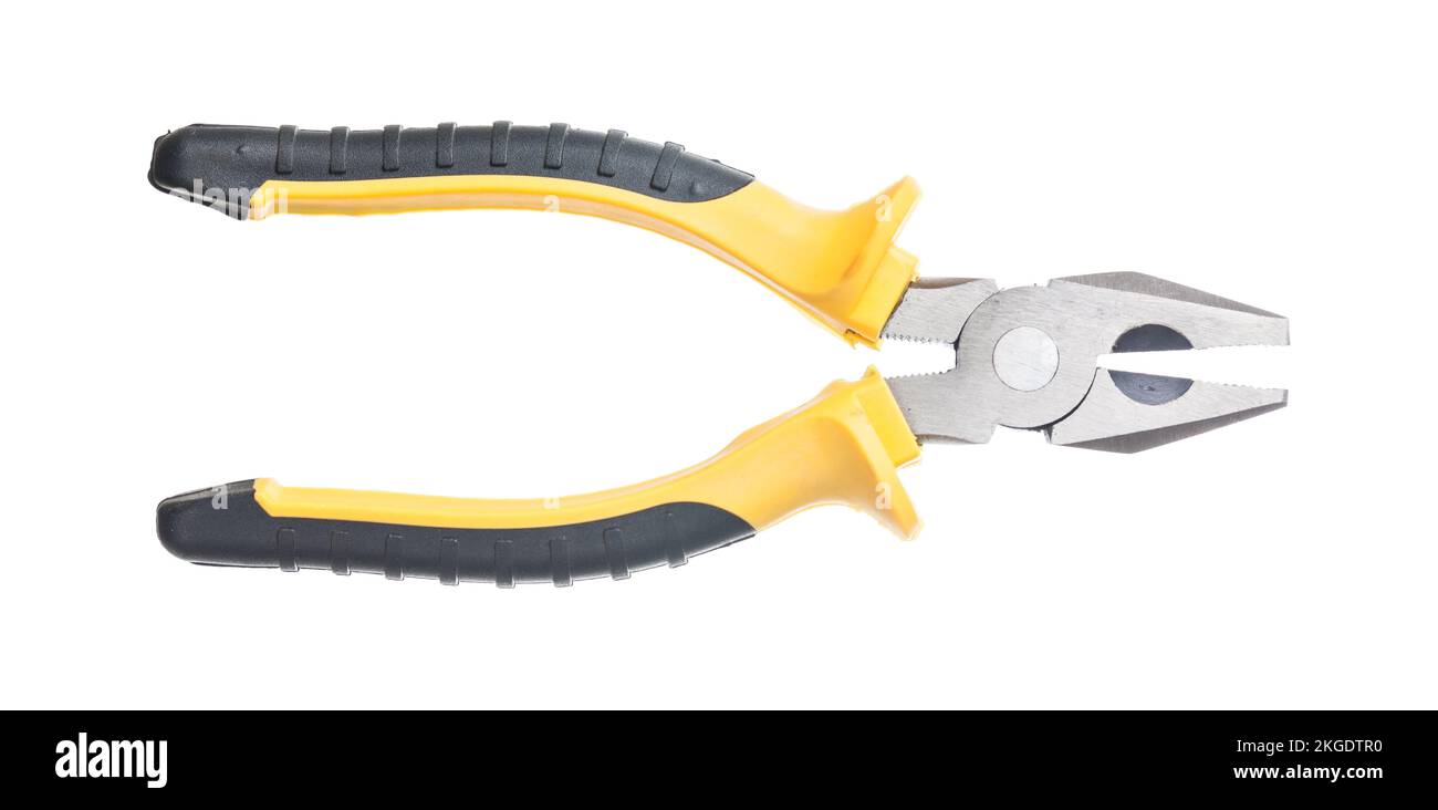Construction pliers isolated on white horizontal view Stock Photo - Alamy