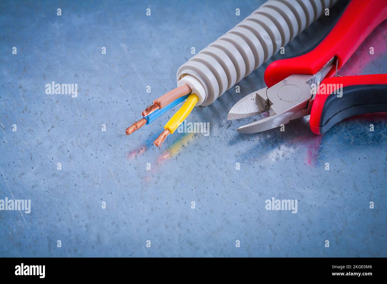 Electric corrugated wire protection copper cables and sharp nippers ...