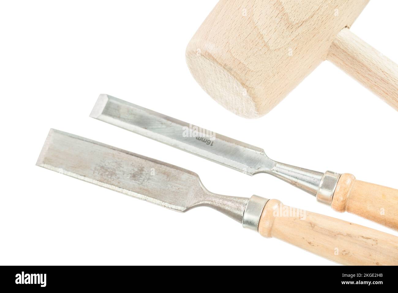 Flat chisels lump hammer isolated on white Stock Photo - Alamy